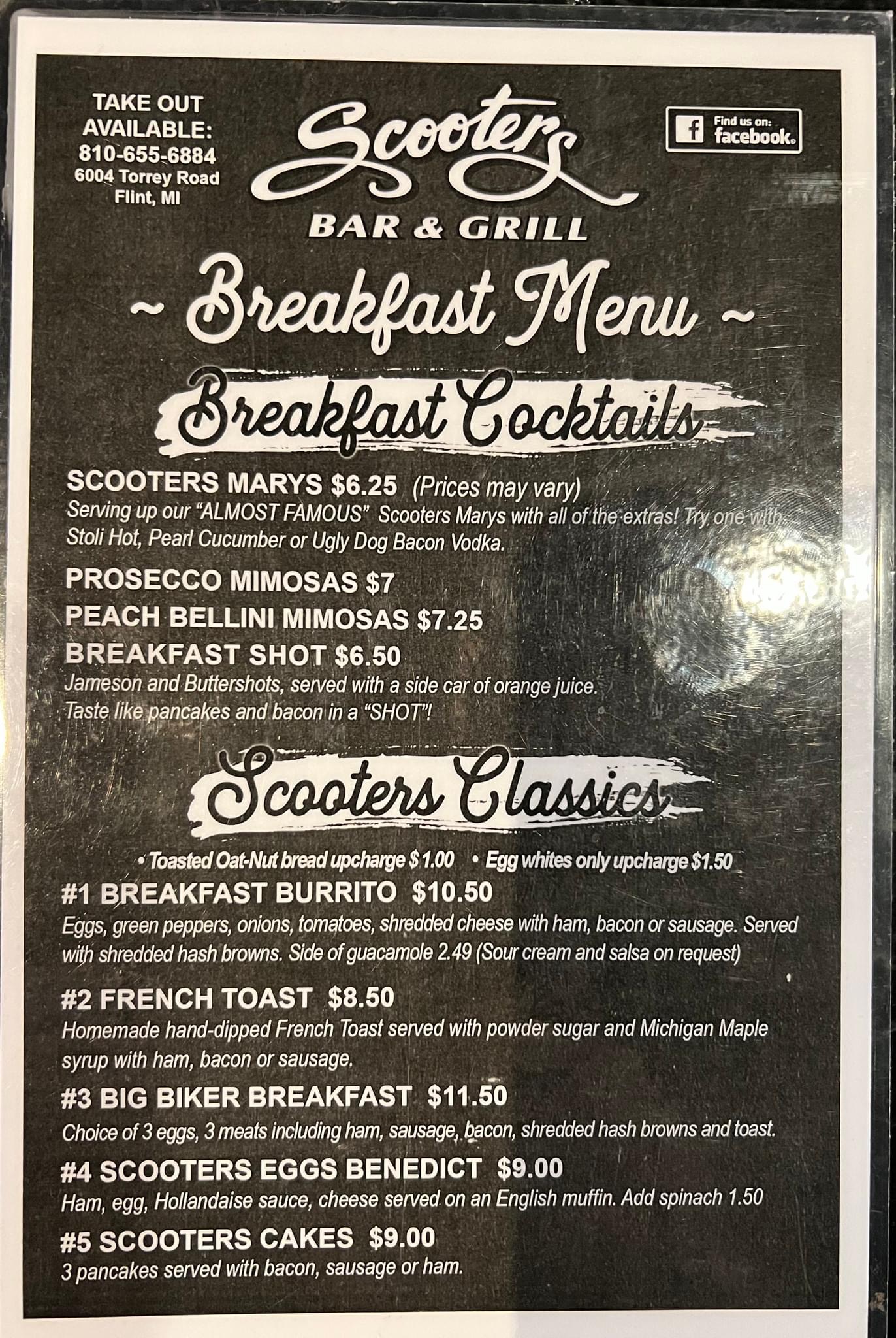 Restaurant Menu & Food Specials | Flint, MI | Scooters Bar & Grill